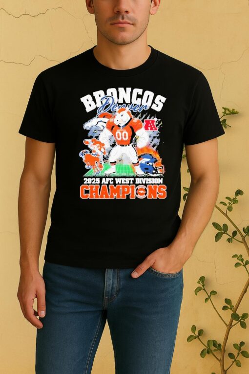 Officials Denver Broncos Mascot 2025 Afc West Division Champions Shirt ...